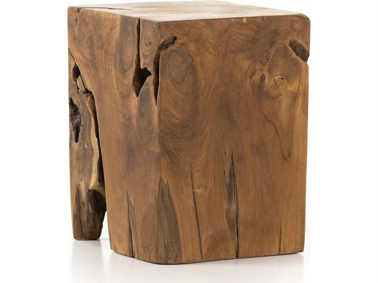 Four Hands Duvall Teak Square Stool Aged Natural Teak Stool | FS227026003