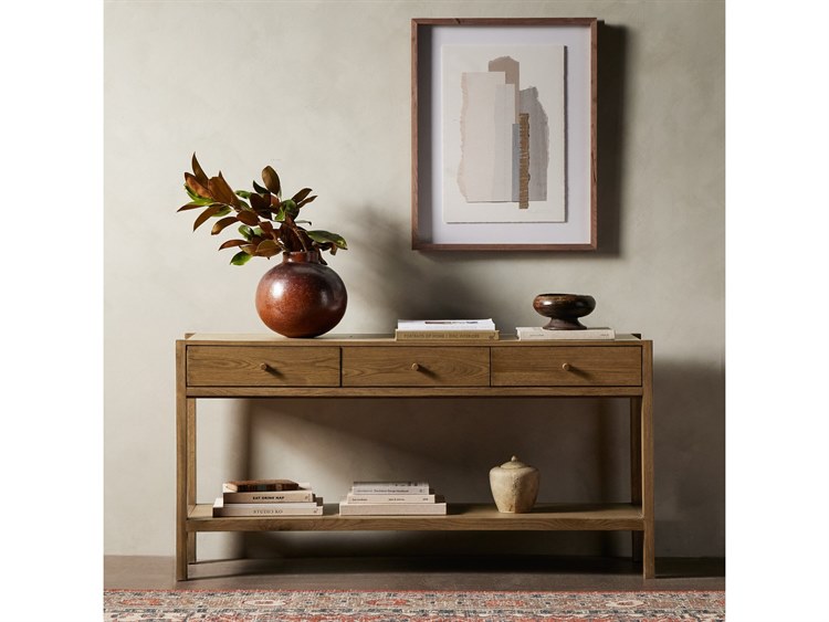 Four Hands Haiden Meadow Rectangular Wood Tawny Oak Console Table ...