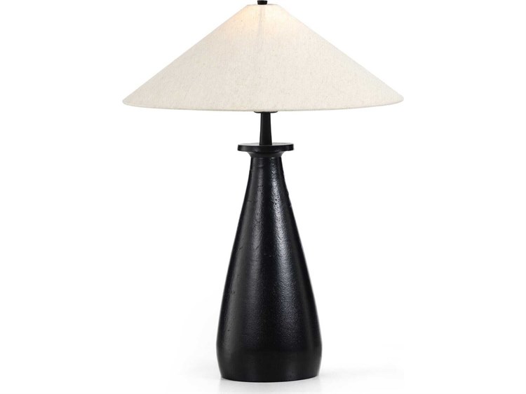 Four Hands Asher Matte Black Light Beige Buffet Lamp | FS231078003