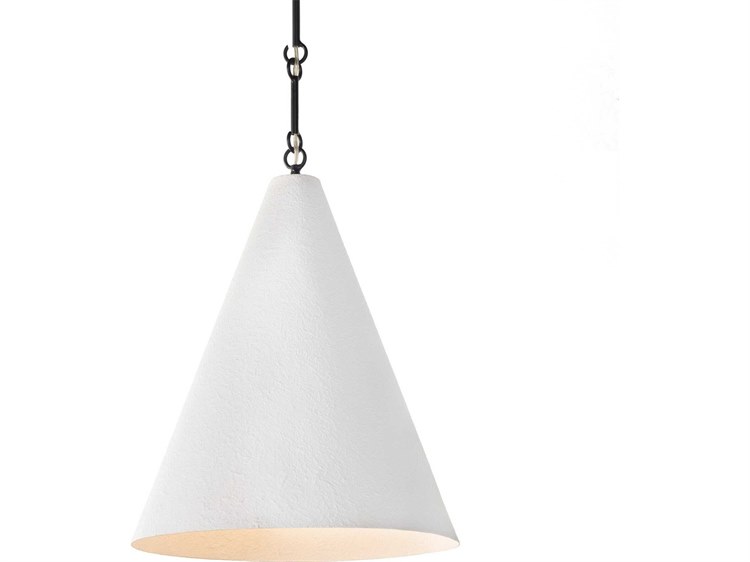 Four Hands Hutton 1-Lights Matte White Plaster Antiqued Iron Black Dome ...