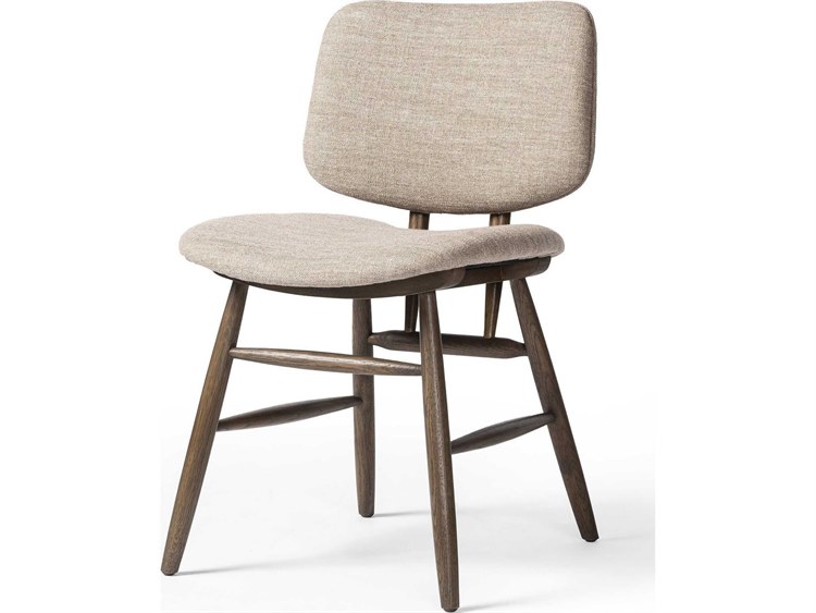 Four Hands Irondale Oak Wood Brown Upholstered Side Dining Chair ...