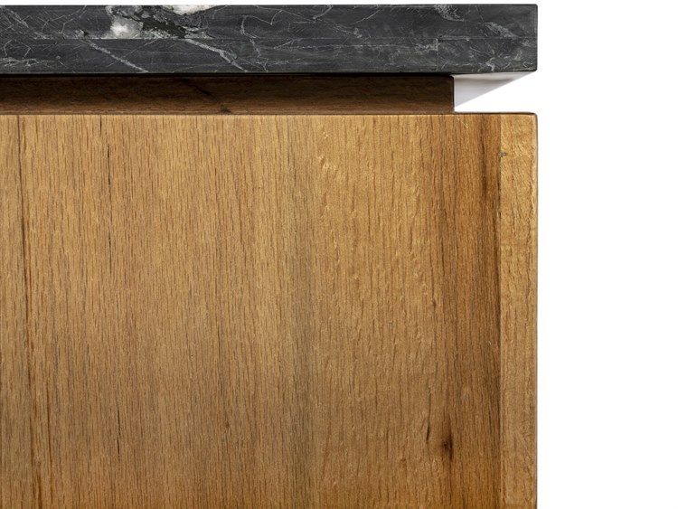 Four Hands Merritt Rectangular Dove Oak Polished Black Marble Coffee ...