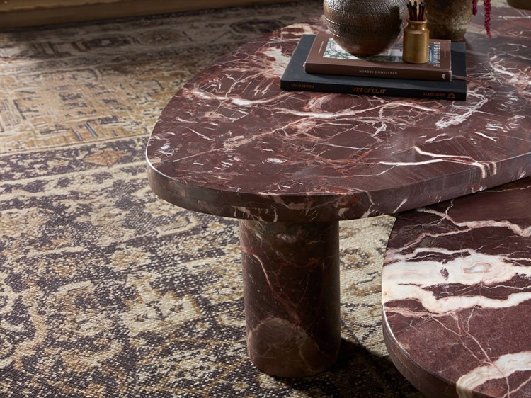 Four Hands Rockwell Zion Merlot Marble Coffee Table | FS238223001