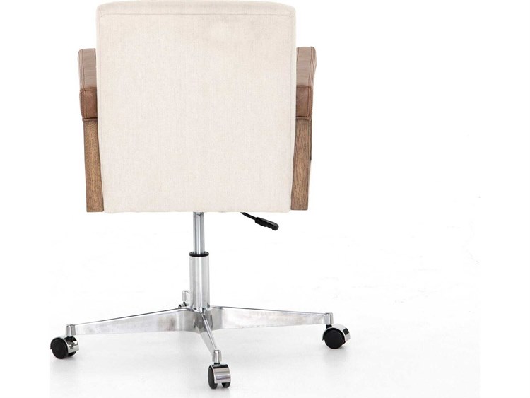 Four Hands Abbott White Upholstered Swivel Computer Office Chair ...