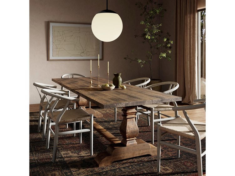 Four Hands Hughes Durham Rectangular Wood Waxed Bleached Fir Oak Dining ...