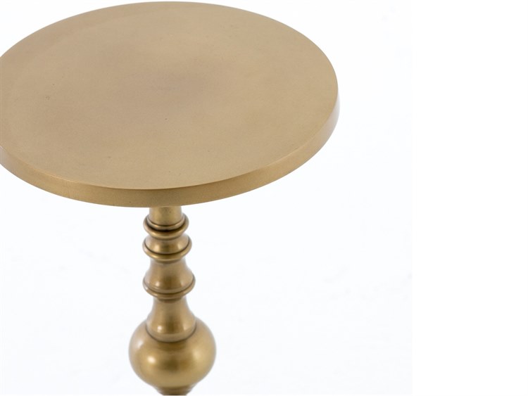 Four Hands Asher Calhoun Round Metal Antique Brass End Table | FSIASR077