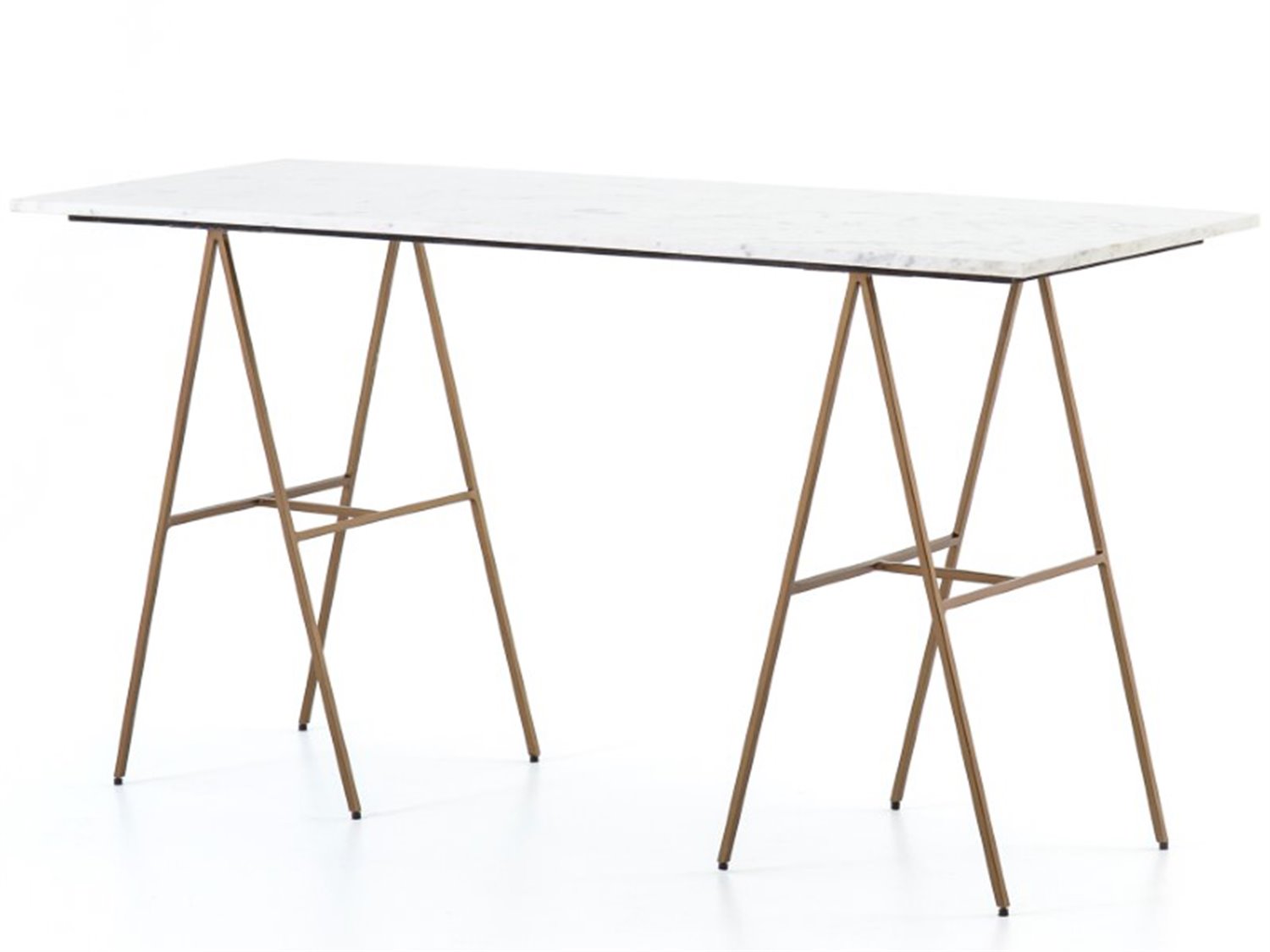 Four Hands Marlow Iron Matte Brass / Polished White Marble Computer ...