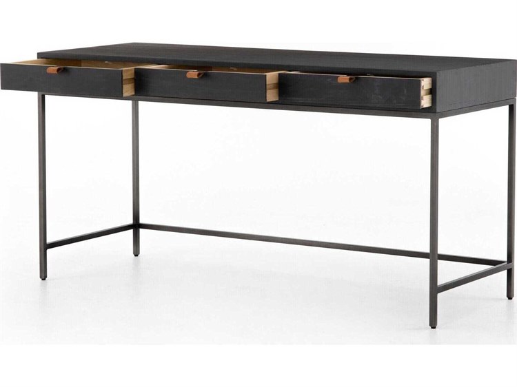 Four Hands Fulton Trey Black Poplar Wood Writing Desk | FSUFUL033A