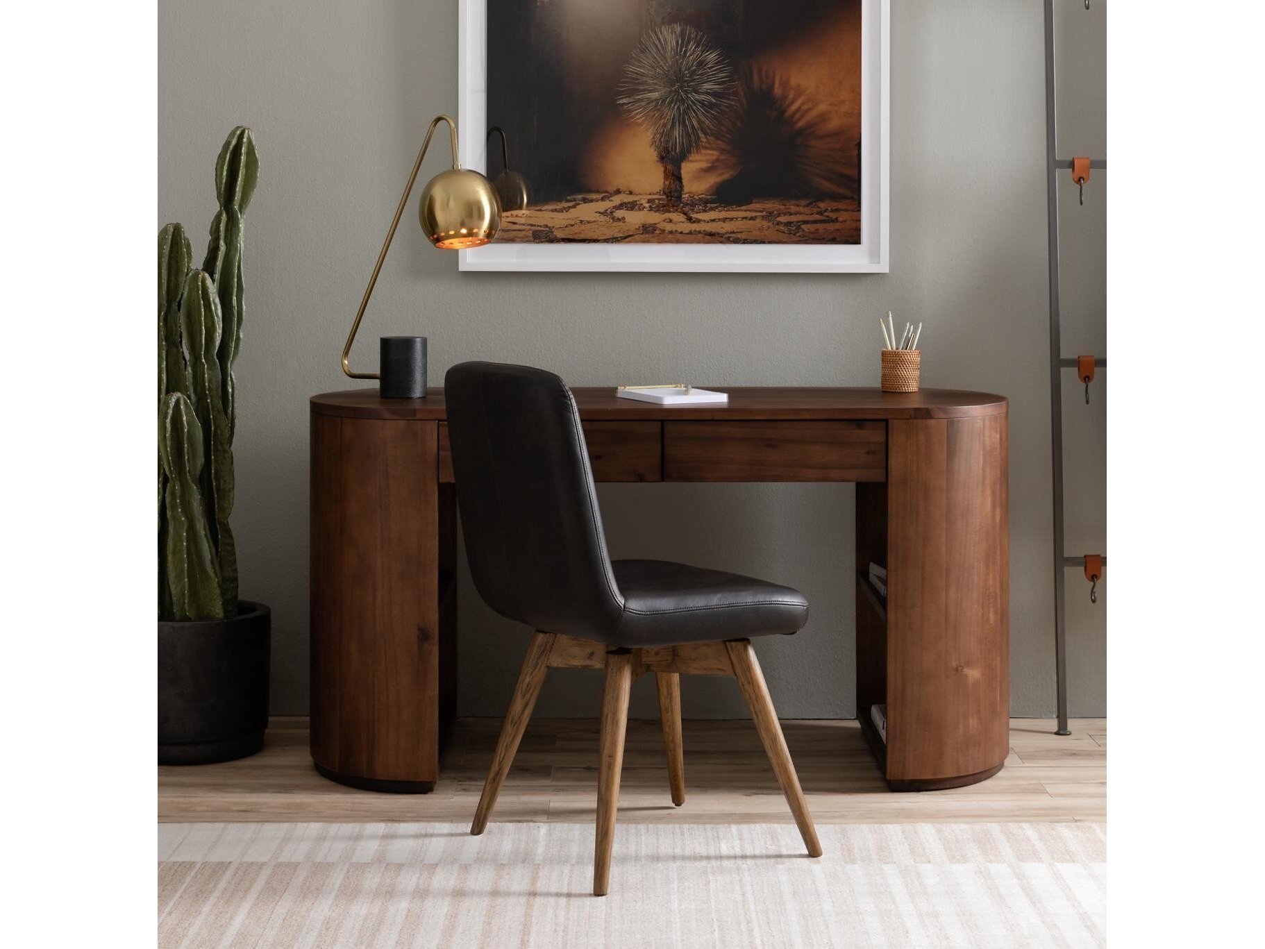 Four Hands Filmore Pilar Caramel Brown Veneer Acacia Wood Computer Desk ...