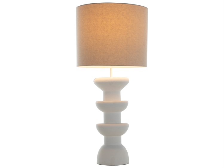 Gabby Honu Plaster White Natural Linen Buffet Lamp | GASCH175376
