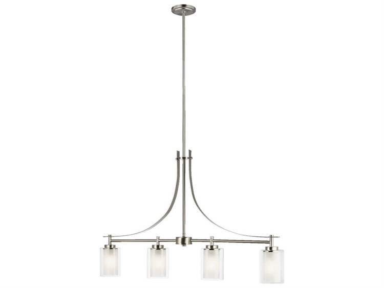 Generation Lighting Elmwood Park 4-Light Brushed Nickel Glass Cylinder ...