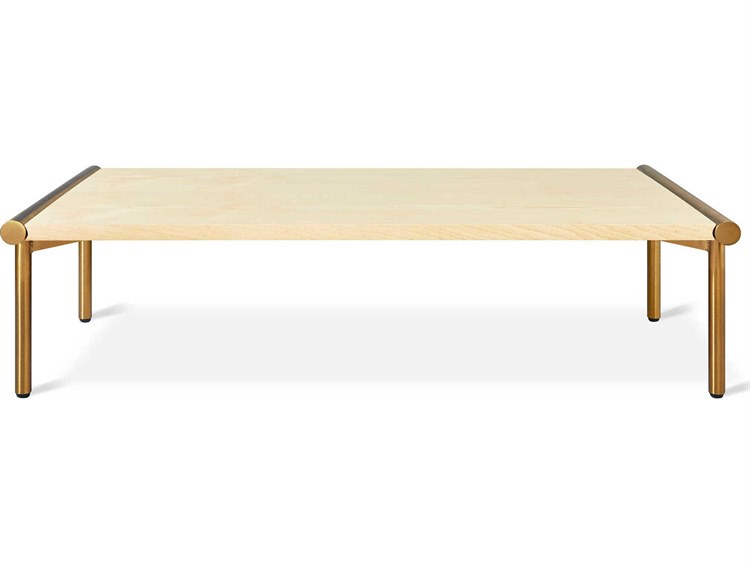 Gus* Modern Manifold Rectangular Wood Blonde Ash Brass Coffee Table ...