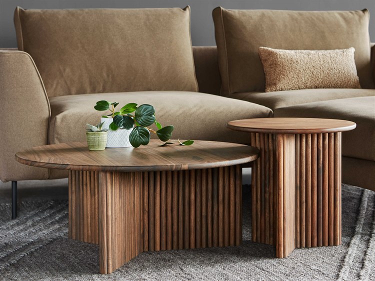 Gus* Modern Odeon Round Wood Walnut Coffee Table | GUMECCTODERWALNUT