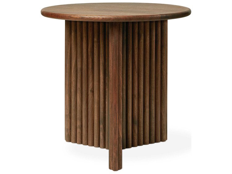 Gus* Modern Odeon Round Wood Walnut End Table | GUMECETODERWALNUT