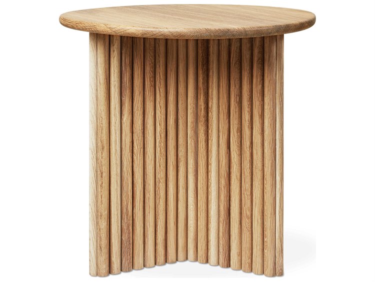 Gus* Modern Odeon Round Wood White Oak End Table | GUMECETODERWHIOAK