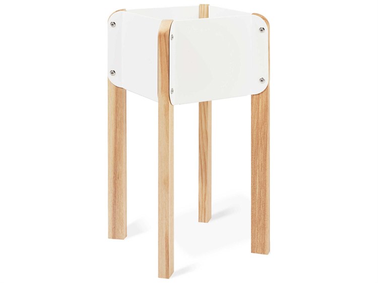 Gus* Modern Atrium White / Ash Natural 22" High Plant Stand ...