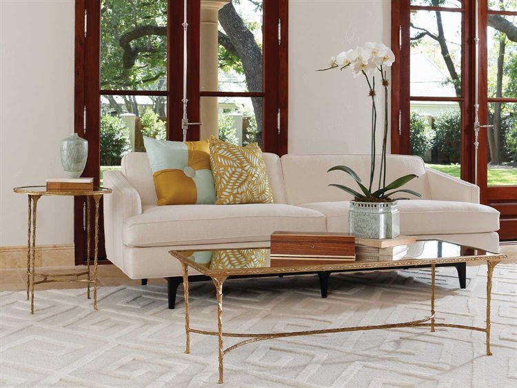 Global Views Rectangular Glass Burnished Brass Coffee Table | GV880511