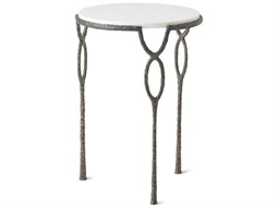 Global Views Round Marble Nickel End Table | GV790622