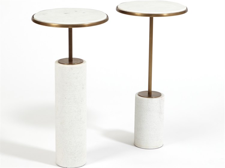 Global Views Round Marble Bronze End Table | GV993060