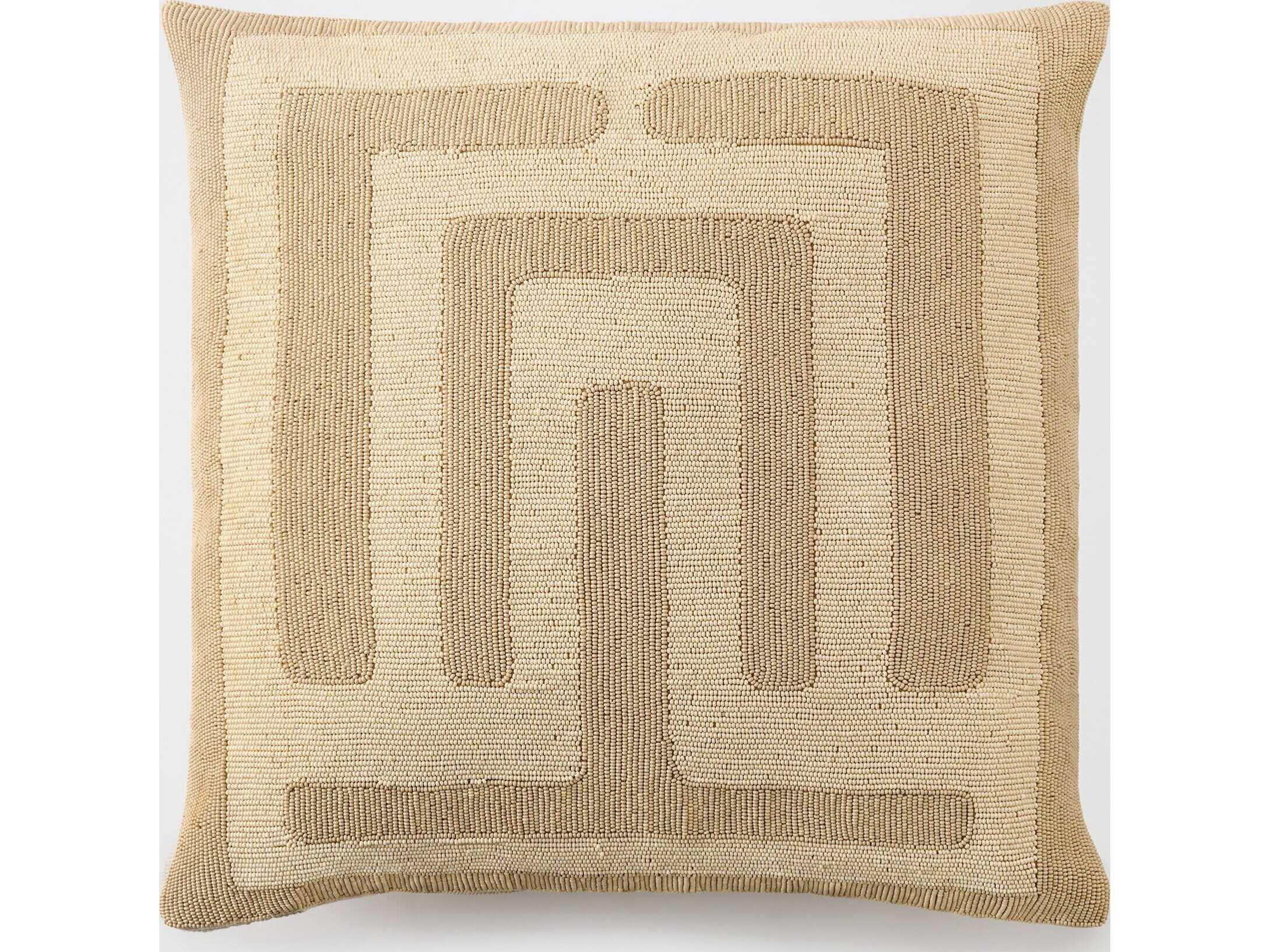 Global Views Carthago Beaded Pillow-Latch-Sand | GVCA990037