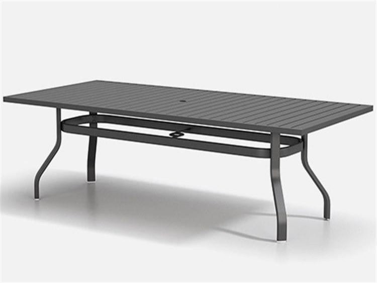 Homecrest Latitude Aluminum 67''W x 42''D Rectangular Dining Table with Umbrella Hole | 374267XDLT
