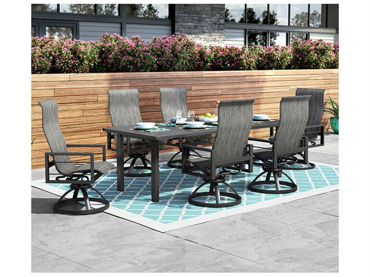 Homecrest Sutton Sling Aluminum Low Back Swivel Rocker Dining Chair ...