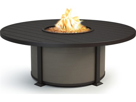 Tropitone Banchetto Aluminum 42'' Wide Round Fire Pit Table - Ignitor ...