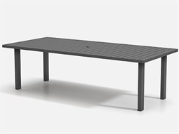 Ebel Trevi Aluminum Rectangular Plank Top Outdoor Dining Table with Umbrella Hole | EBL968