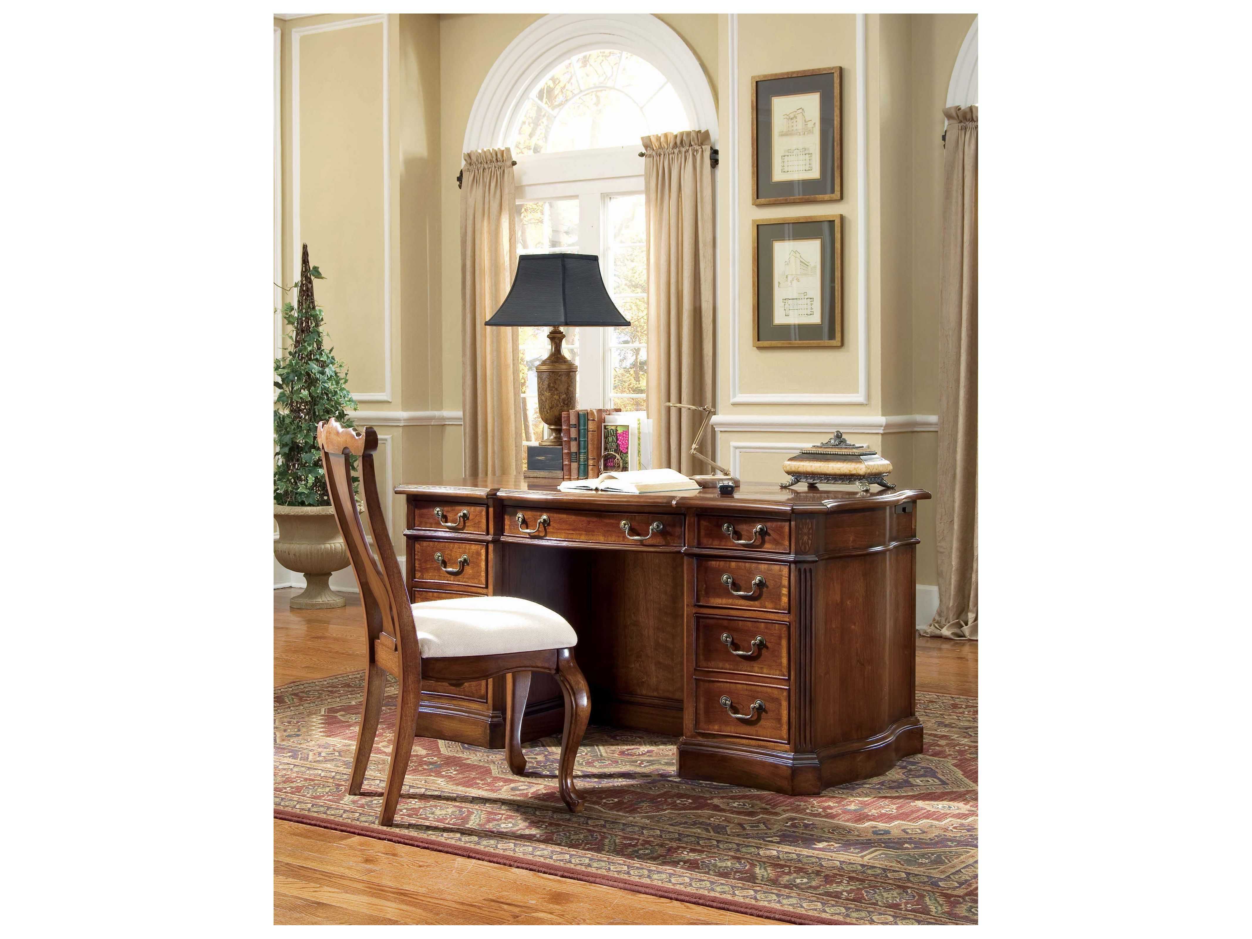 Luxecor Rich Cherry With Physical Distressing Wood Ash Executive Desk ...