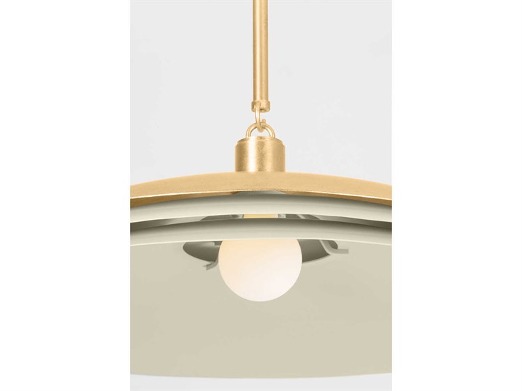 Hudson Valley Oneida 1-Light Vintage Gold Leaf Soft Sand Dome Pendant ...