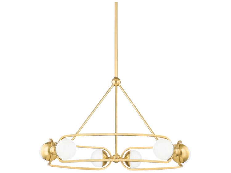 Hudson Valley Hartford 6-Light Aged Brass Glass LED Globe Chandelier ...