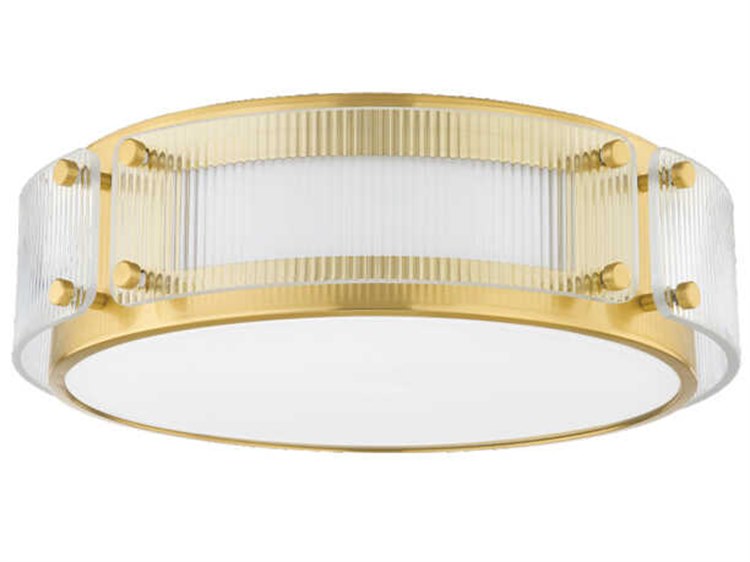 Hudson Valley Clifford 1-Light Aged Brass Glass LED Flush Mount | HV4714AGB