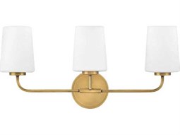 Hinkley Kline 3-Light Heritage Brass Glass Vanity Light | HY853453HB