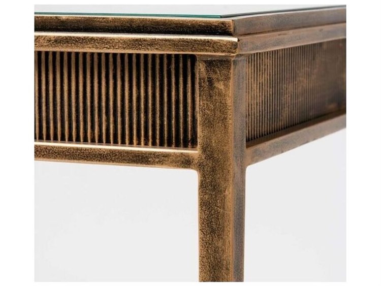Interlude Home Camille Rectangular Glass Gilded Brass Clear Console Table | IL118338