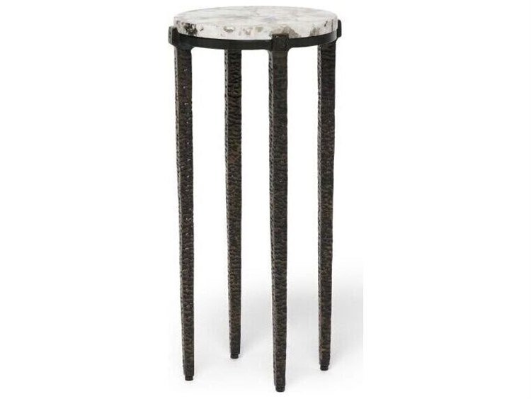 Interlude Home Como Round Marble Gilded Bronze Patagonia End Table ...