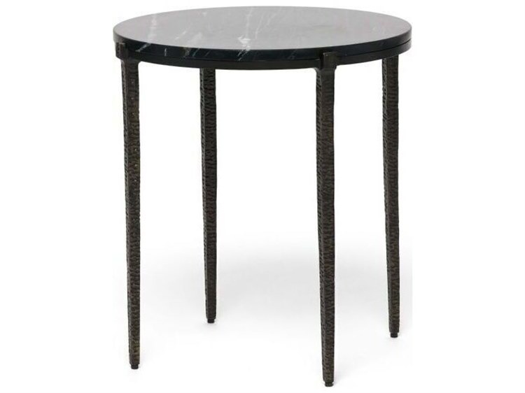 Interlude Home Como Round Marble Gilded Bronze Dusk End Table | IL118344