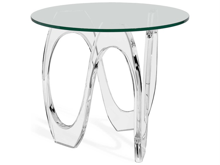 Interlude Home Westin Round Clear Crystal Glass End Table | IL125936