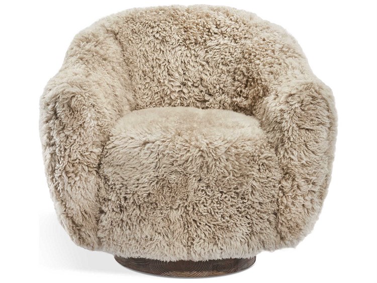 Interlude Home Simone Swivel Beige Leather Accent Chair | IL145236