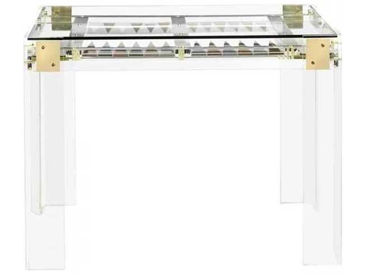 Interlude Home Gold Clear Shiny Brass Silver Game Table | IL165081