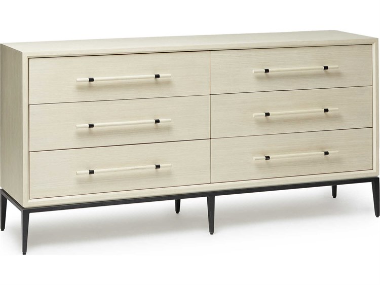 Interlude Home Burton 6-Drawers Beige Ash Wood Double Dresser | IL188289
