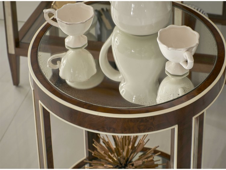 Jonathan Charles Jacques Round Mirror Brown Mahogany End Table ...