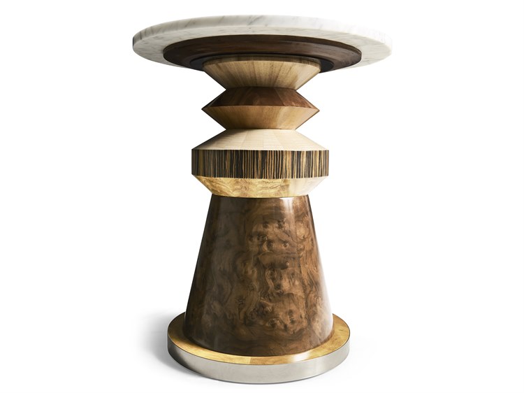 Jonathan Charles Jc Modern Round Marble Mingle Mangle End Table ...