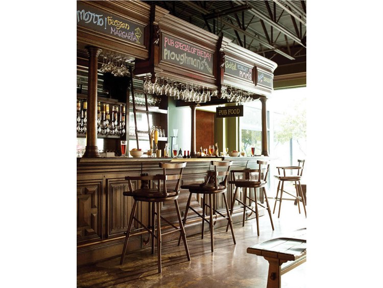 Jonathan Charles Jc Casual Dark Brown Tudor Oak Leather Swivel Wood Bar ...