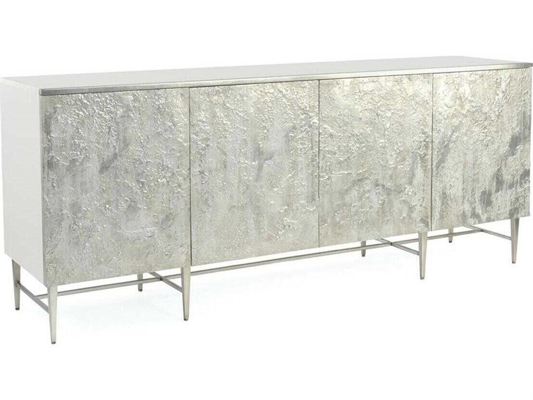 John Richard Gironde 84" Ash Wood White Pewter Silver Sideboard ...