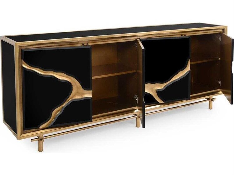 John Richard Mark McDowell Revne 94" Beech Wood Black Gold Credenza ...