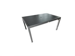 Ebel Trevi Aluminum Rectangular Plank Top Outdoor Dining Table with Umbrella Hole | EBL968