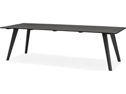 Ebel Trevi Aluminum Rectangular Plank Top Outdoor Dining Table with Umbrella Hole | EBL968