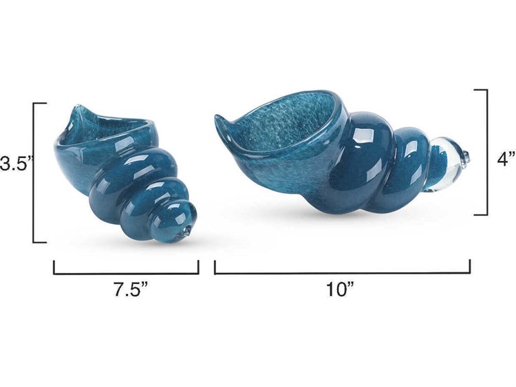 Jamie Young Company Ariel Dark Blue Glass Shells (Set of 2) | JYC7ARIESHBL