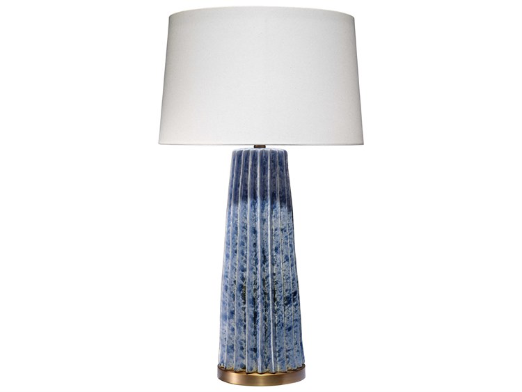 Jamie Young Pleated Cornflower Blue Linen Tapered White Buffet Lamp ...
