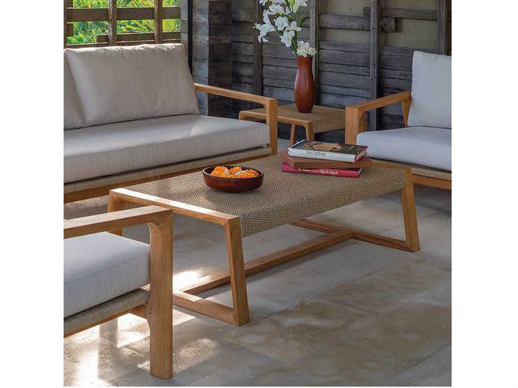 Kingsley Bate Hana Teak Rectangular Umbrella Hole Coffee Table | KBHH54